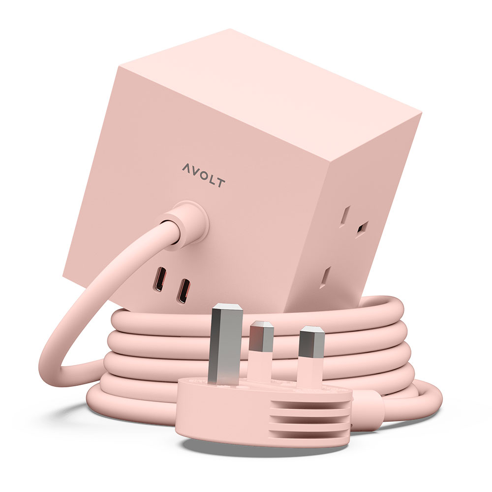 AVOLT Square 1 UK Power Extension Lead - New Pink