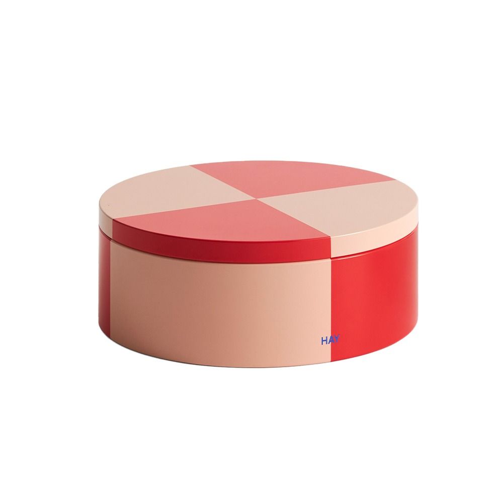 Buy the HAY Tin Container | Round | Red and Soft Pink