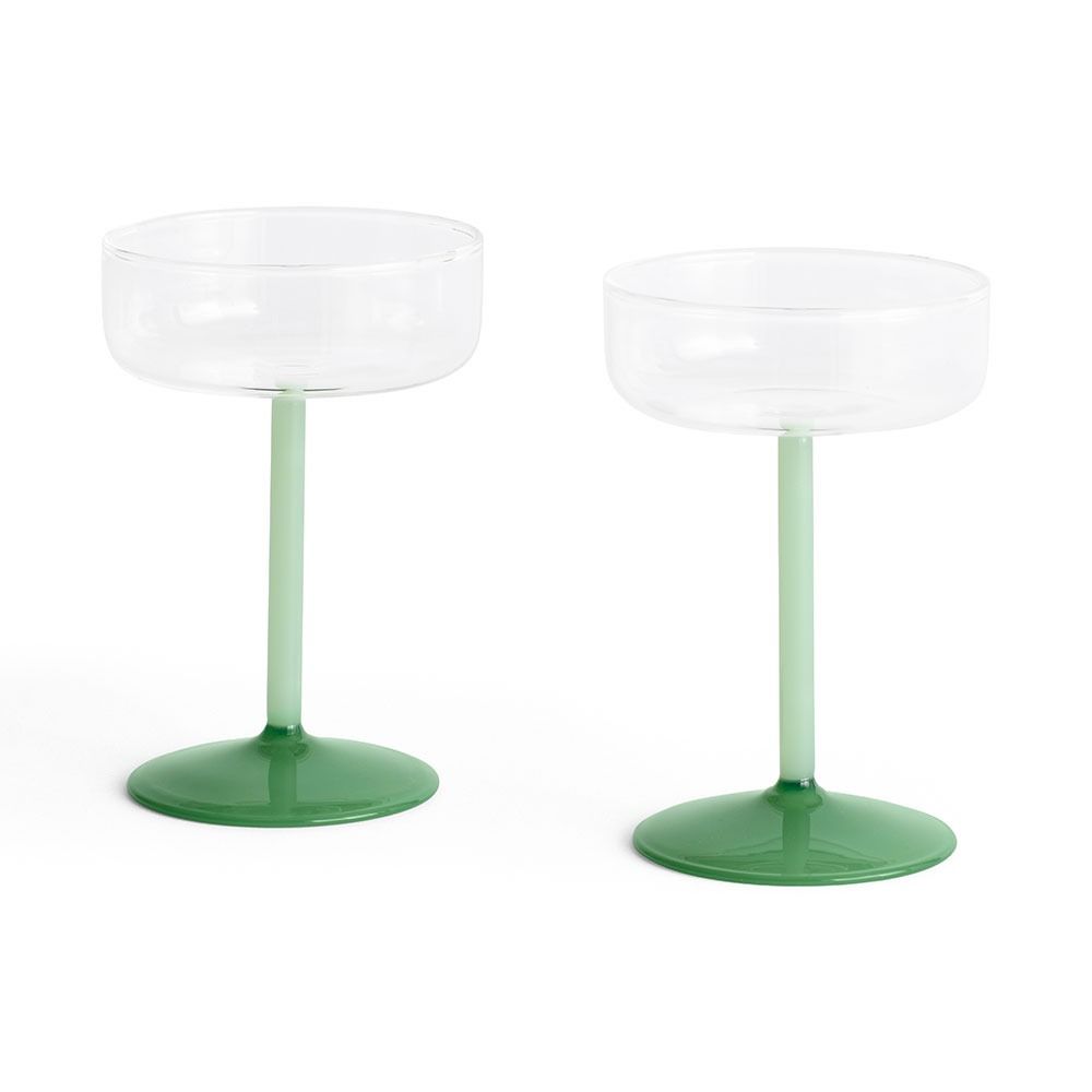 HAY Tint Coupe Glass - Jade Light Green & Dark Green | 2 Pcs